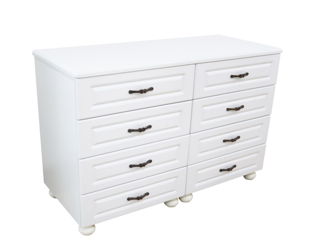 Comoda Dynasty Alb cu 8 sertare si blat MDF