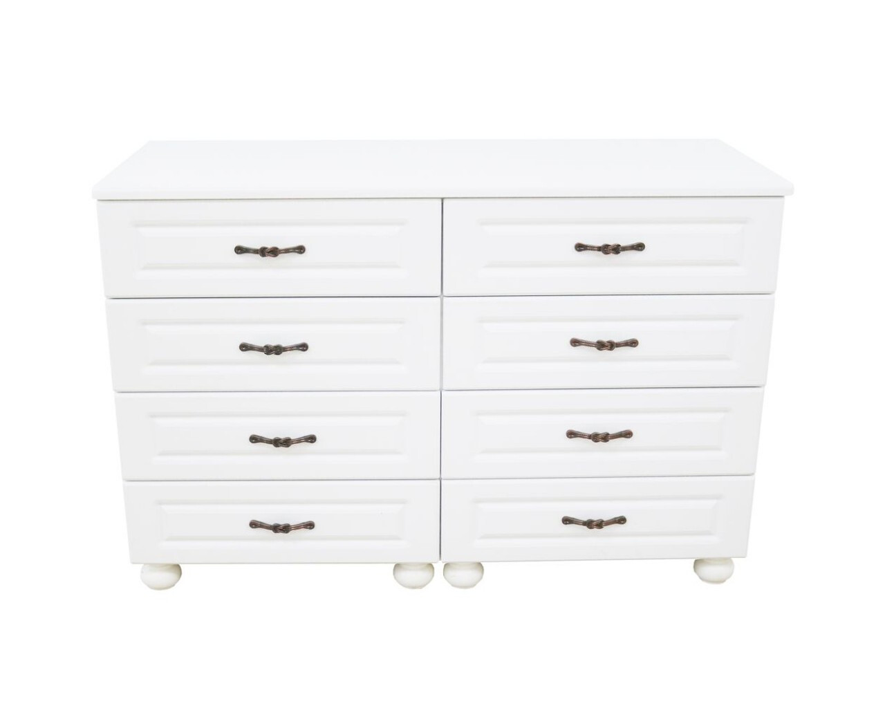 Comoda Dynasty Alb cu 8 sertare si blat MDF