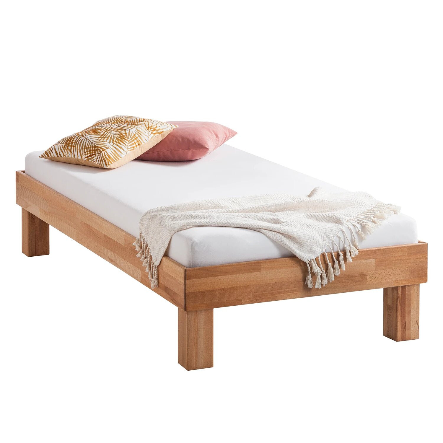 Pat din lemn masiv AresWOOD fag - 90 x 200cm - Fara tablie