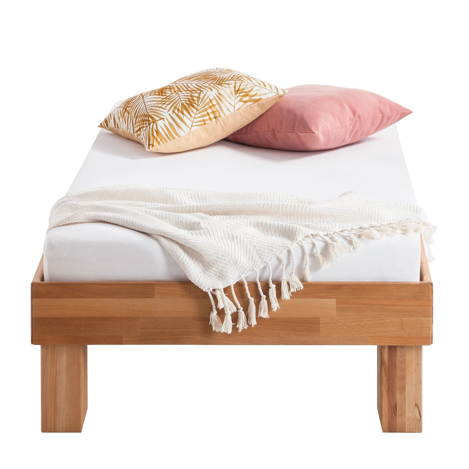 Pat din lemn masiv AresWOOD fag - 90 x 200cm - Fara tablie
