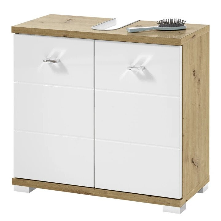 Mască de chiuvetă Wyntoon Decor alb lucios/stejar