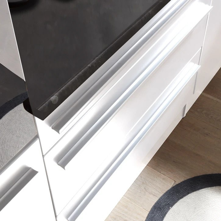 Set bucatarie Pattburg II, latime 260 cm, material MDF/PAL, alb lucios