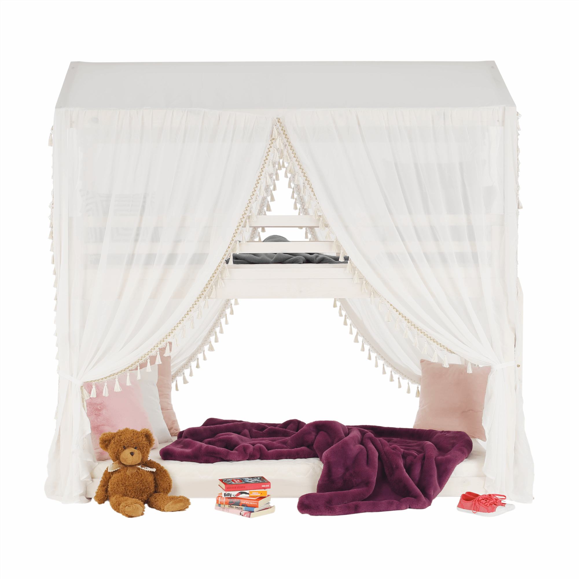 Pat supraetajat Montessori, alb, 90x200, ZEFIRE